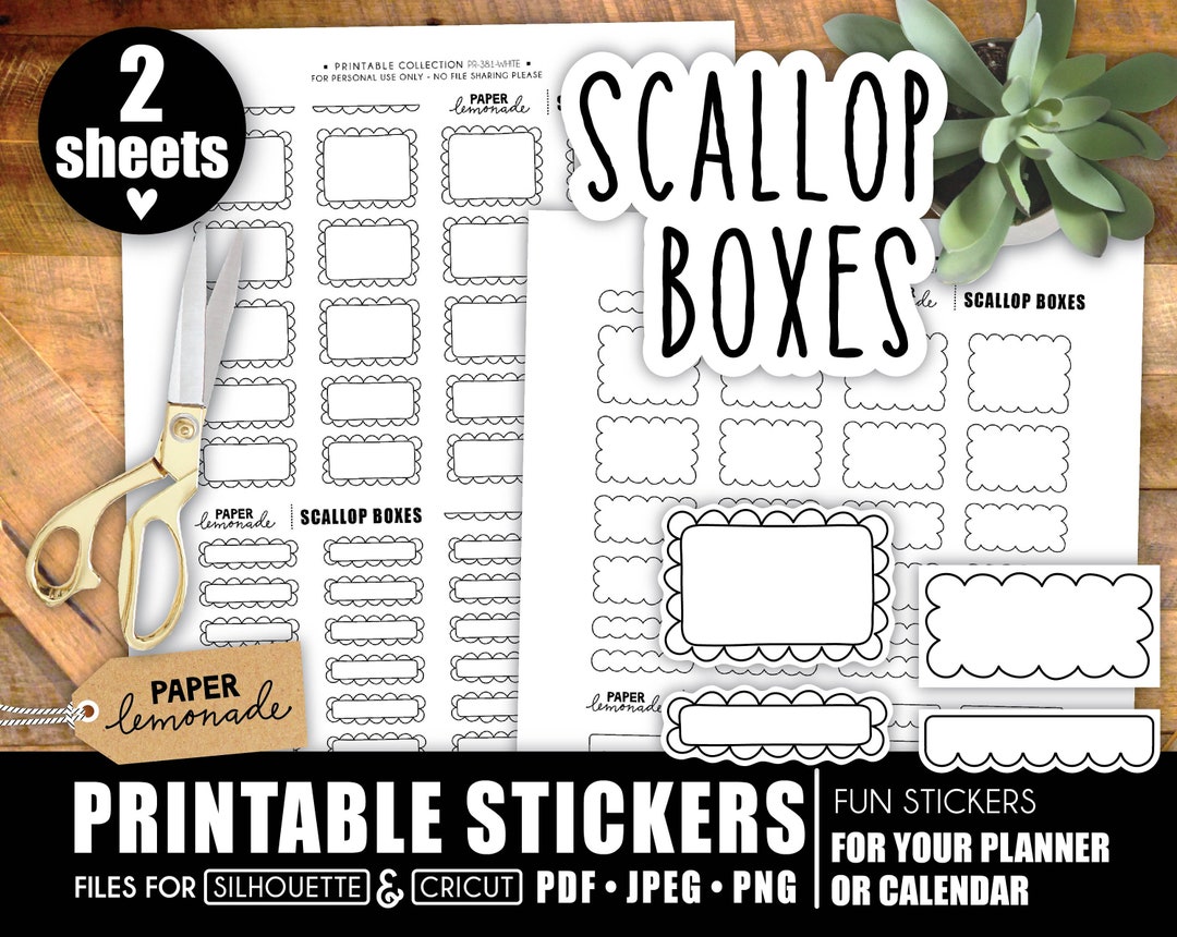 Printable Black and White Scallop Boxes for Planner Essentials ...