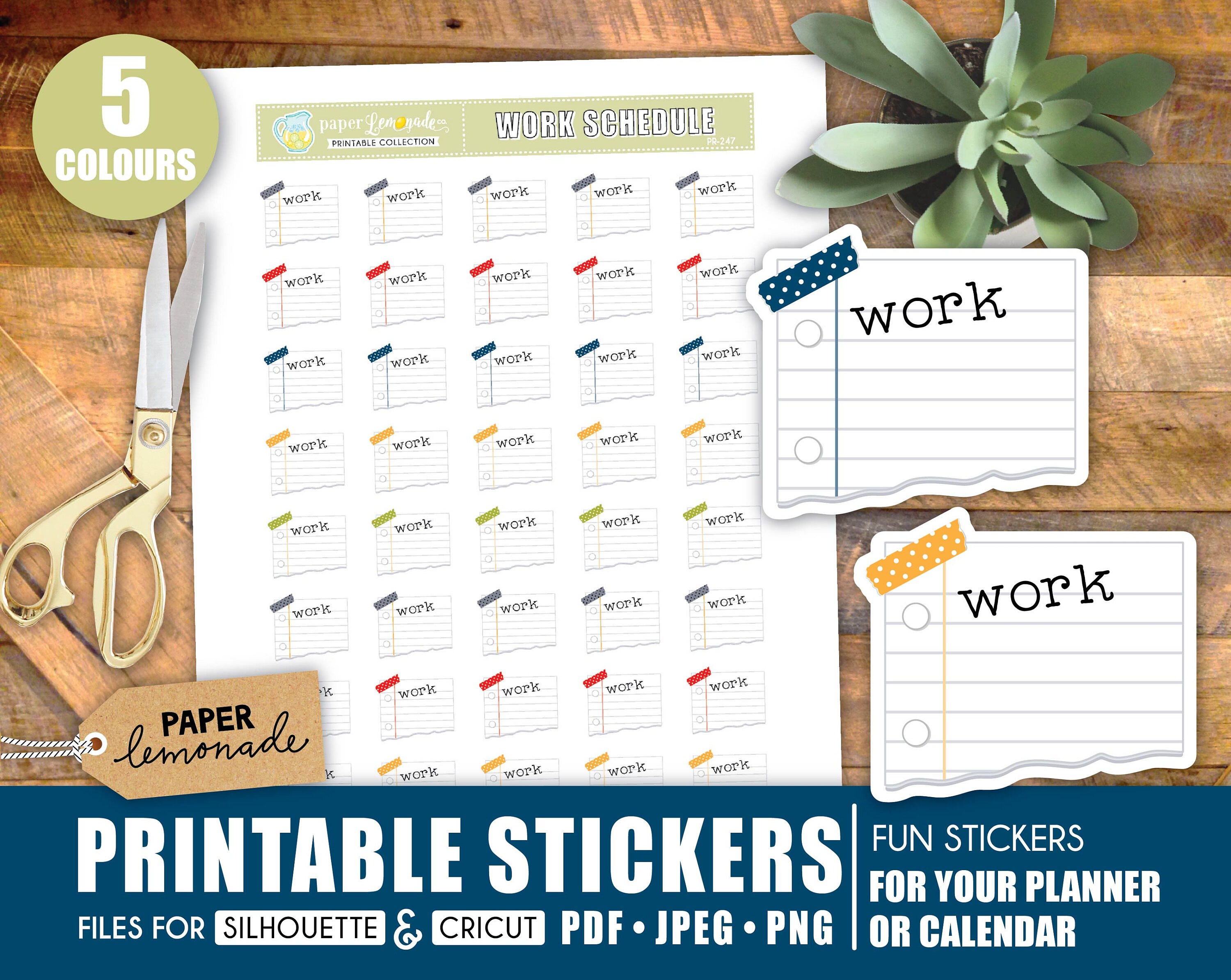 Printable Work Schedule Stickers for Your Planner Notebook, or Calendar ...