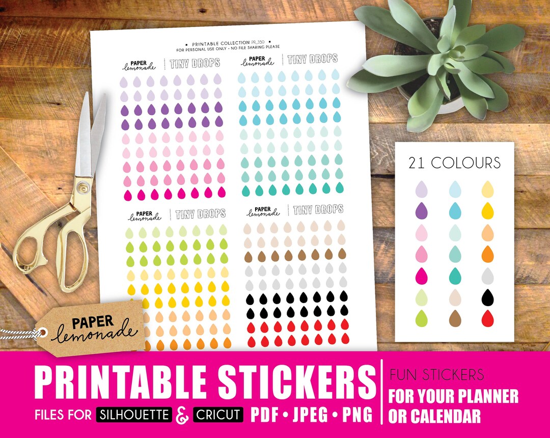 Tiny Teardrop Printable Stickers in 21 Colours Small Drop Stickers for ...