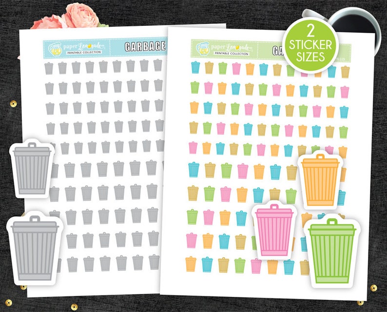 Printable Stickers Garbage Can Stickers Trash Can Printable | Etsy