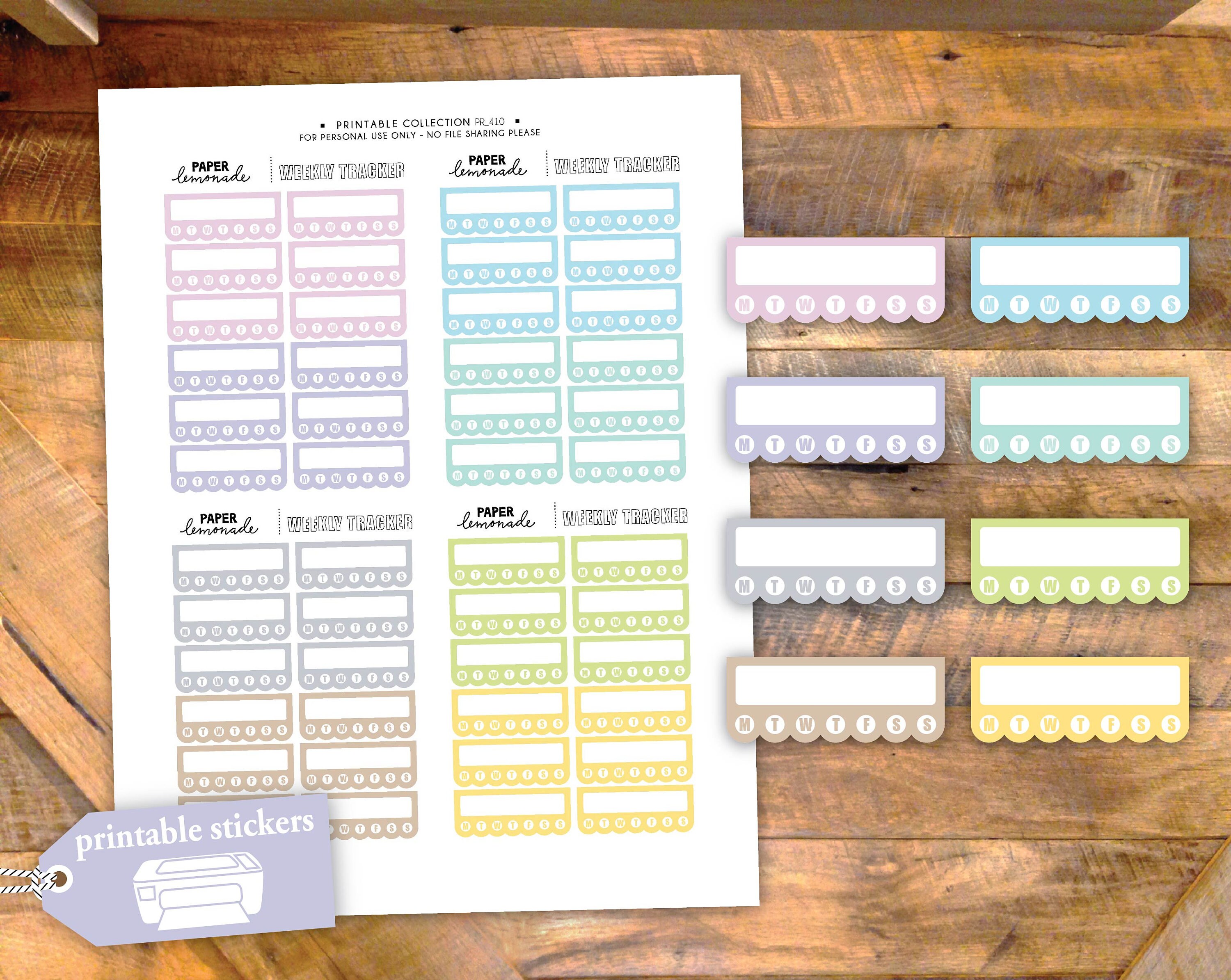 Weekly Tracker PRINTABLE Stickers for Your Planner in Pastel - Etsy
