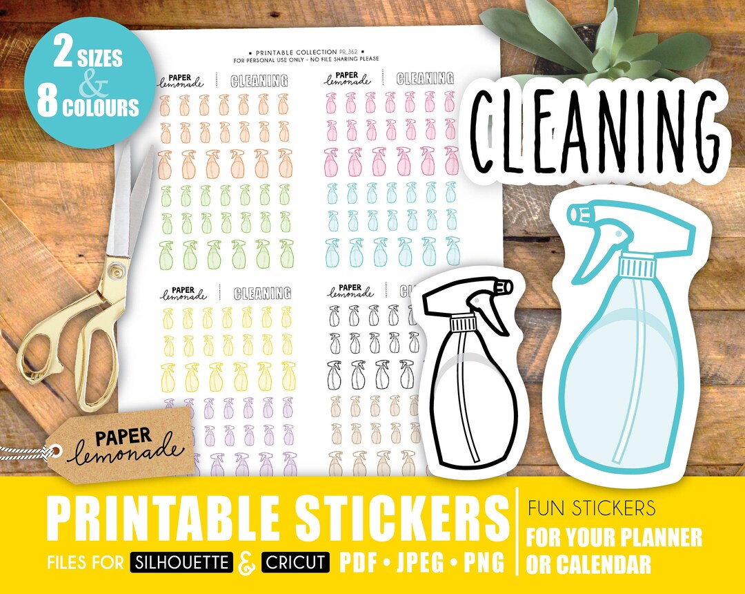 Cleaning Stickers Printable Spray Bottle Disinfecting Stickers House ...