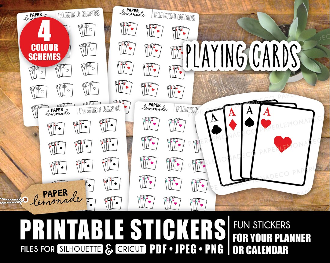 Playing Cards Printable Stickers Game Night - Etsy