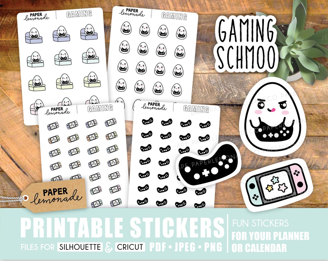 Gaming Printable Stickers Video Games Schmoo Game Night Track Your ...