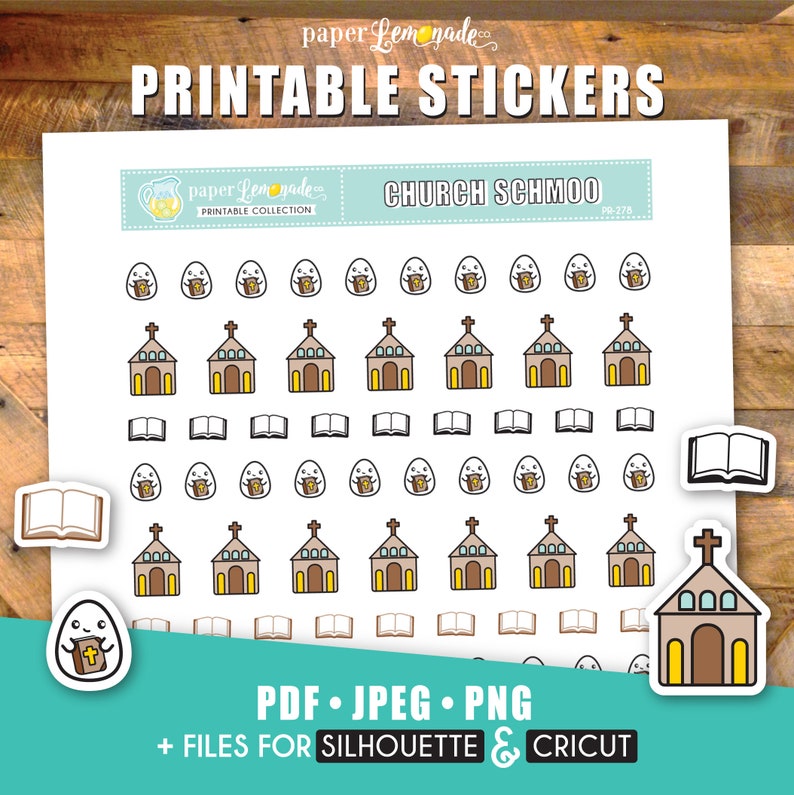 Church Printable Stickers Going to Church Bible Study Planner | Etsy