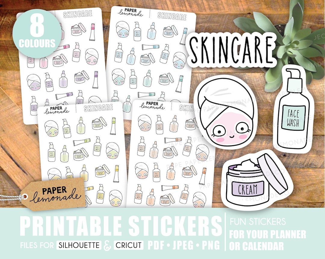 Skincare Printable Self Care Stickers PR_479 - Etsy