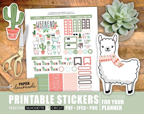 Llamas Printable Stickers Cute Llamas for Your Planner | Etsy