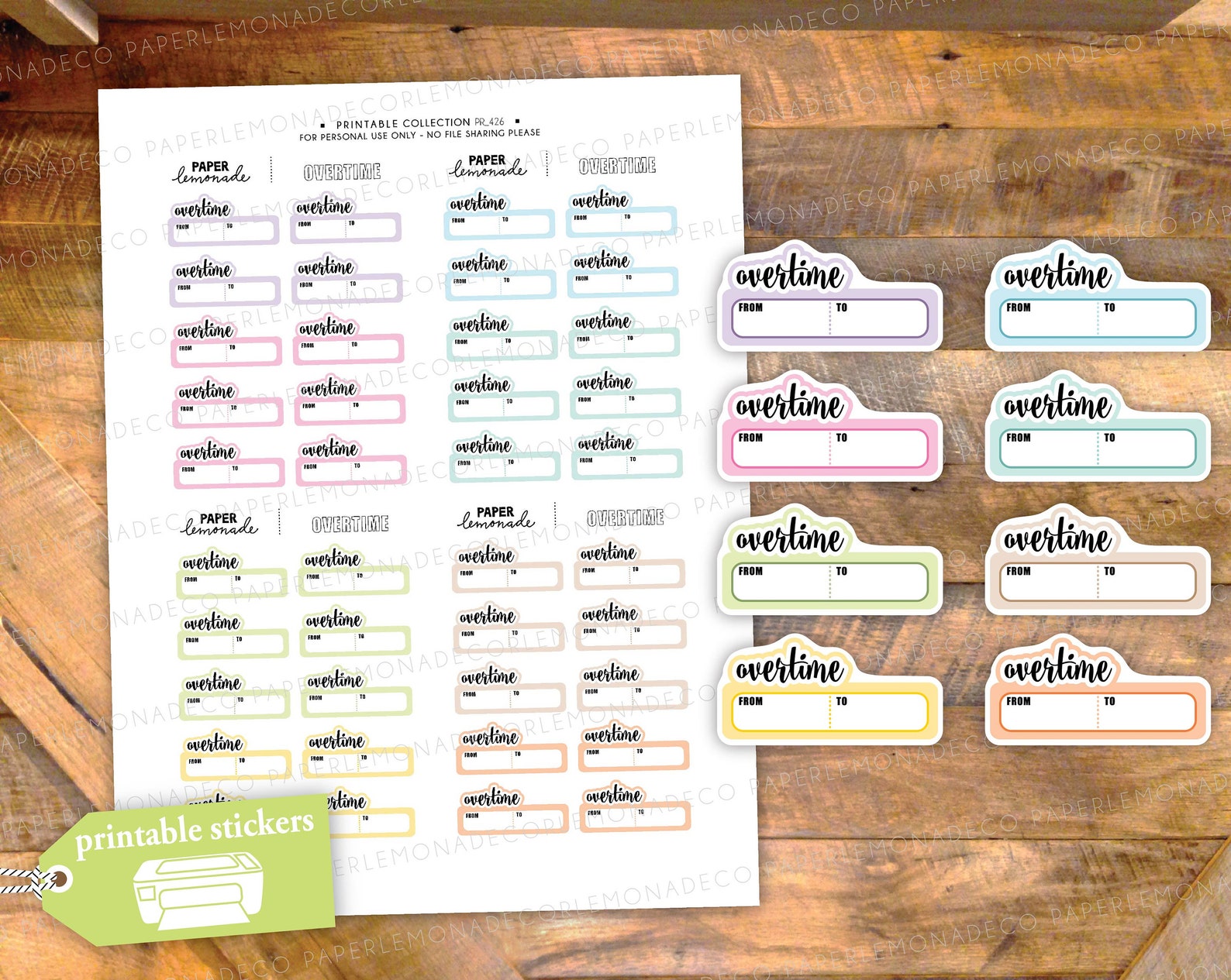 Overtime PRINTABLE Stickers for Your Planner or Your Calendar | Etsy