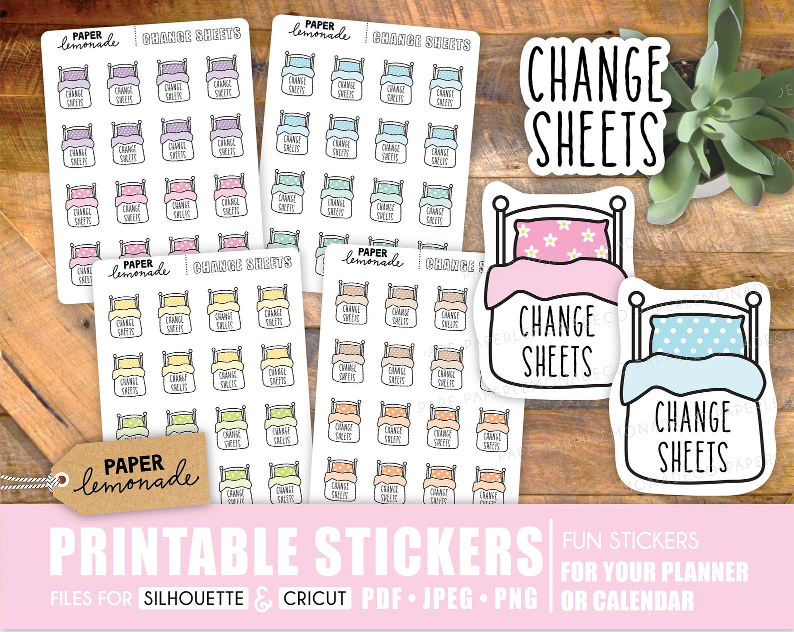 Change Sheets PRINTABLE Planner Stickers Bed Icon - Etsy