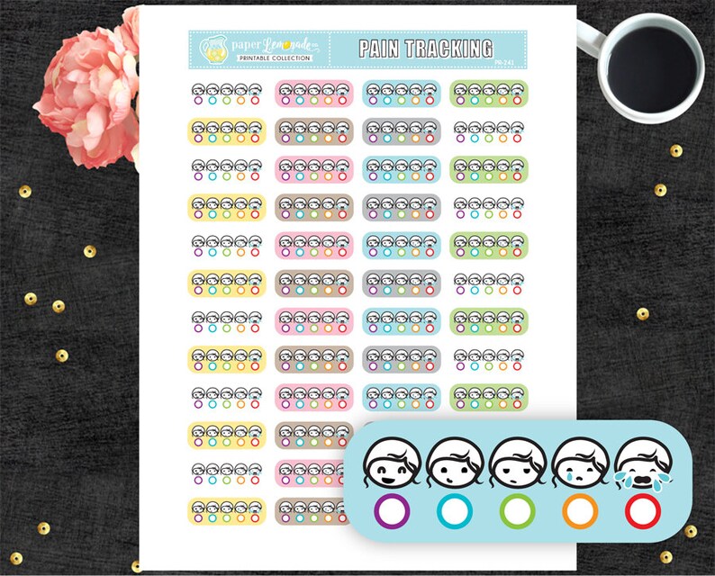 Printable Stickers Pain Tracking Sticker Mood or Health Printable ...