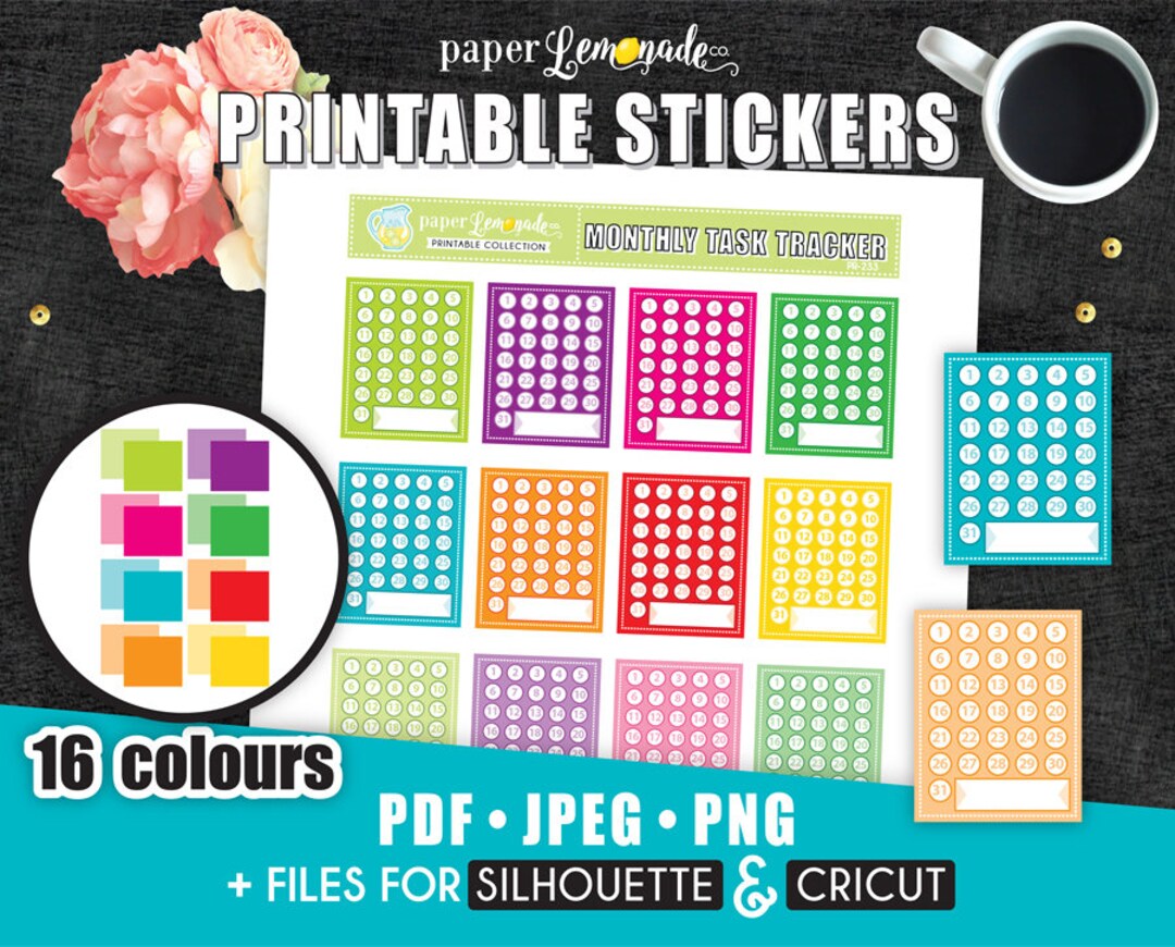 Printable Stickers Monthly Task Tracker Stickers to Do List Reminders ...