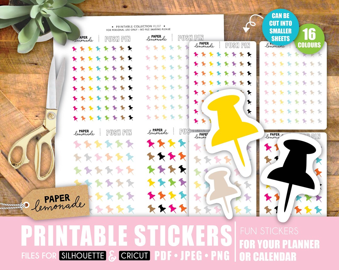 Printable Push Pin Stickers Track Important Details in Your Planner or ...