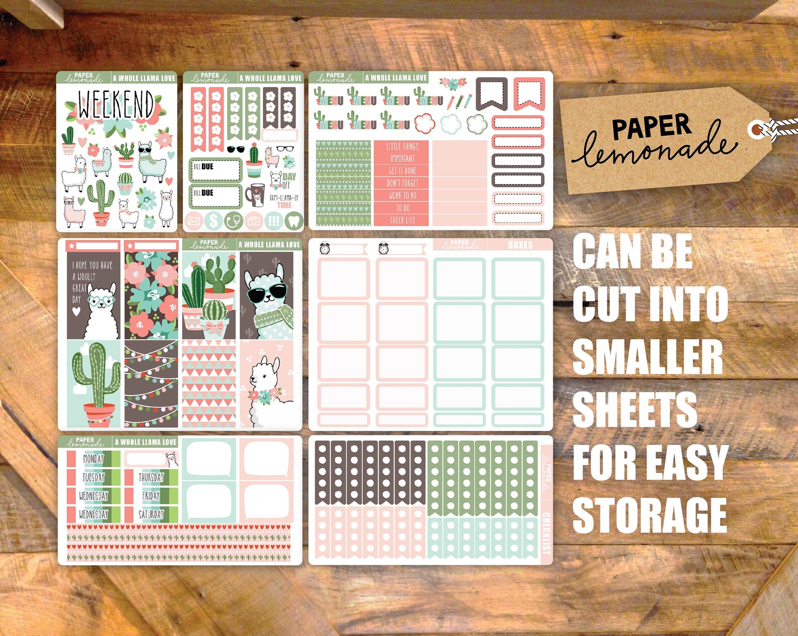 Weekly Kit Llama Printable Stickers for Happy Planner Cute Llama ...