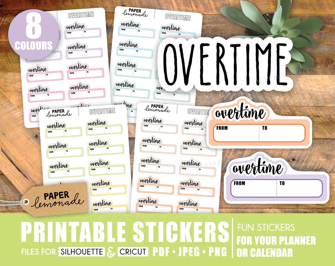 Overtime PRINTABLE Stickers for Your Planner or Your Calendar to Help ...