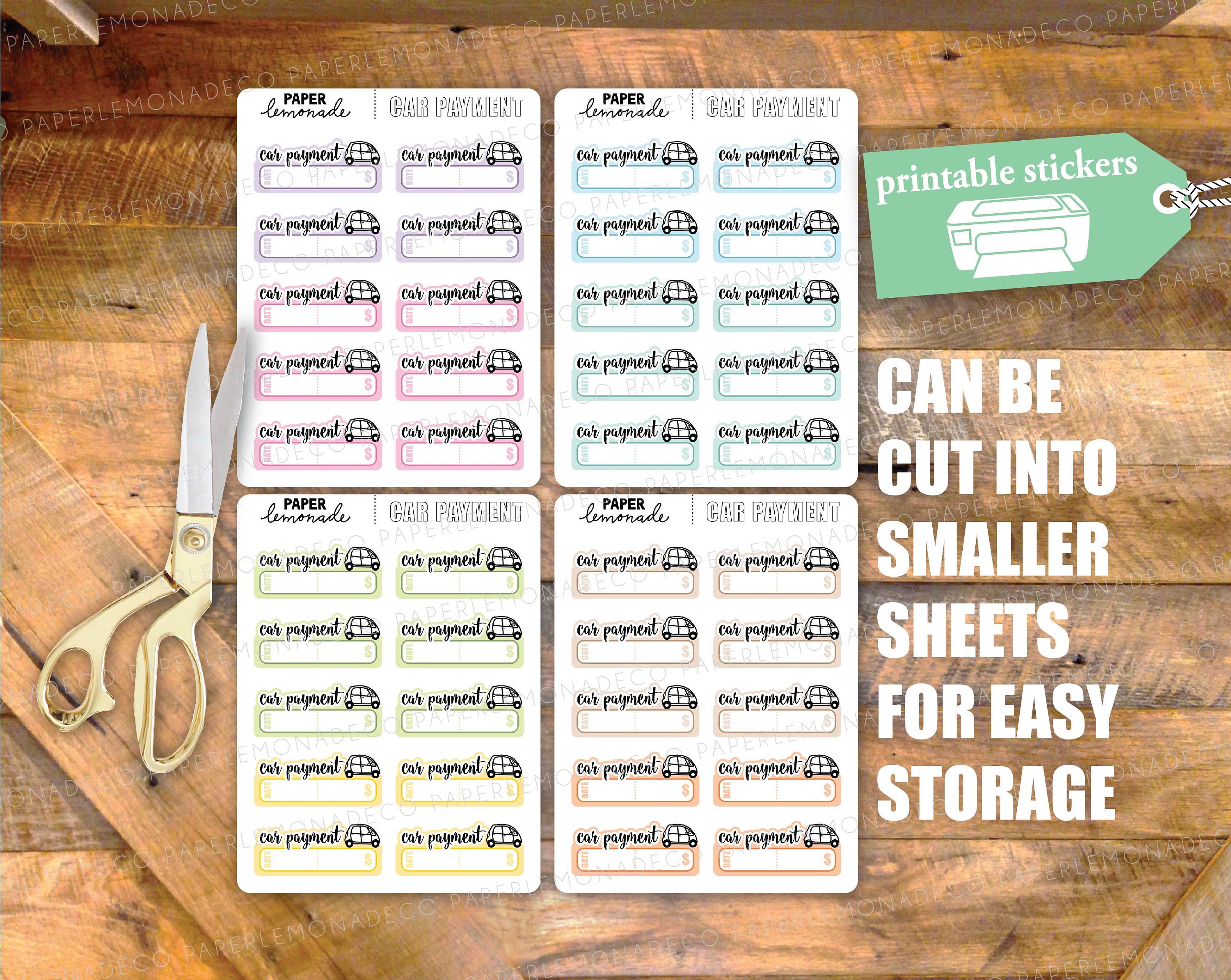 Car Payment Printable Stickers Payment Reminder for Your - Etsy