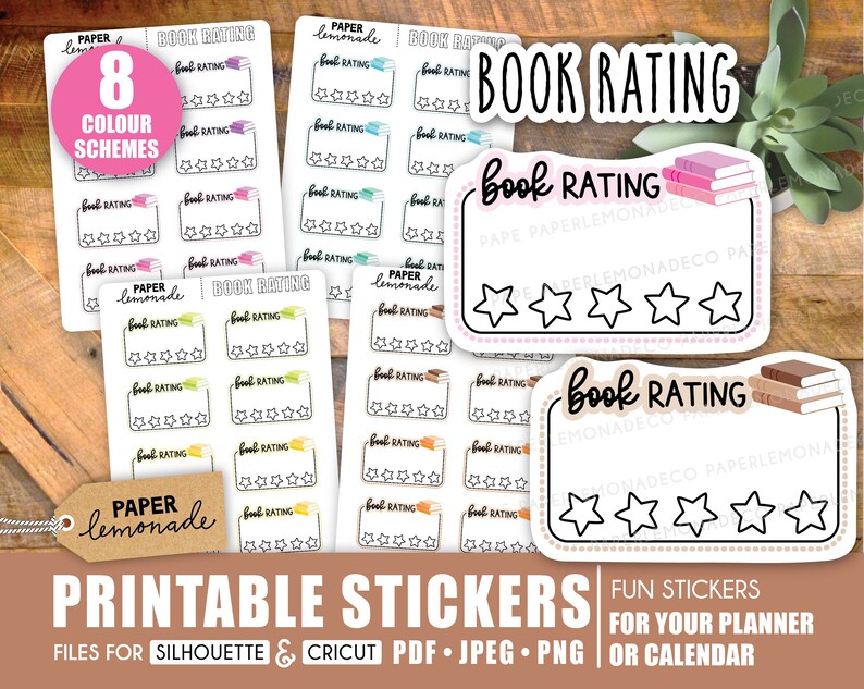 Book Rating Printable Stickers PR_475 - Etsy