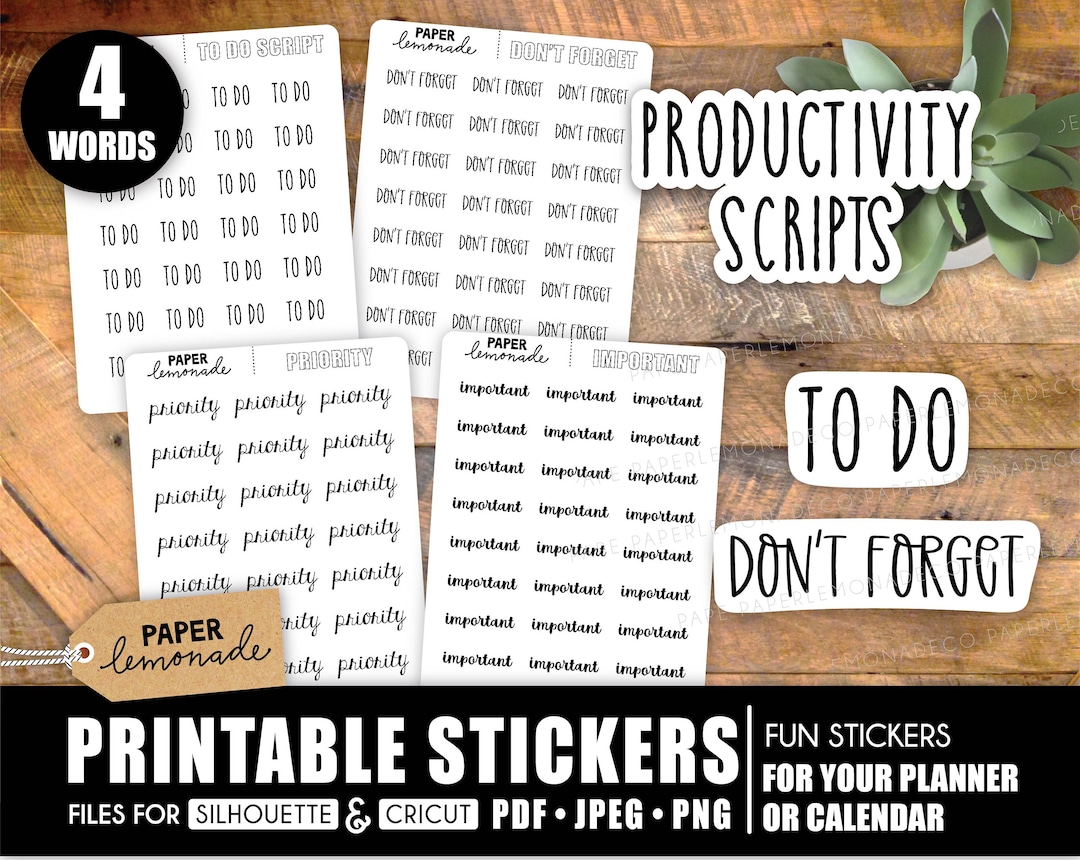 To Do Don't Forget Priority Important Scripts PRINTABLE Productivity ...