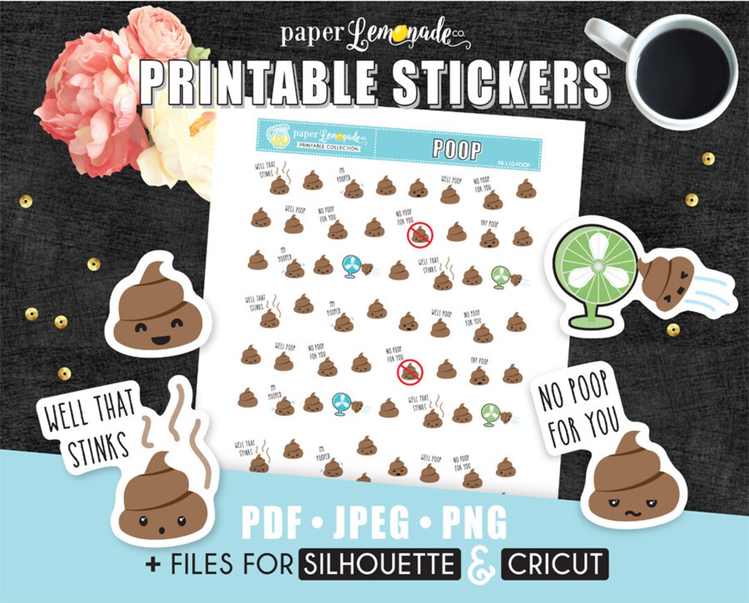 Printable Stickers Poop Stickers No Poop for You Printable Sticker ...