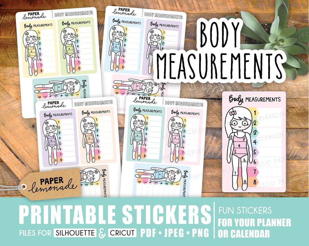 Body Measurements PRINTABLE Stickers for Your Planner or Notebook - Etsy