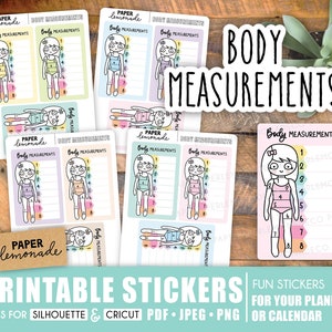 Body Measurements PRINTABLE Stickers for Your Planner or Notebook - Etsy