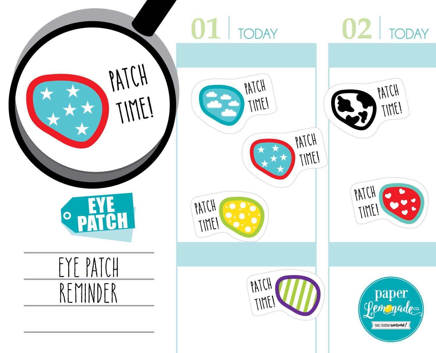 Eye patch stickers lazy eye patch reminder eye patch tracker | Etsy
