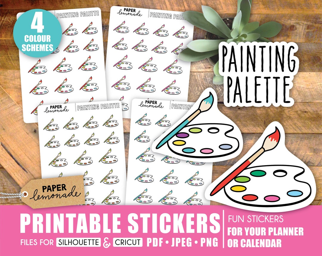 Painting Palette PRINTABLE Planner Stickers for Artists and Painters to ...