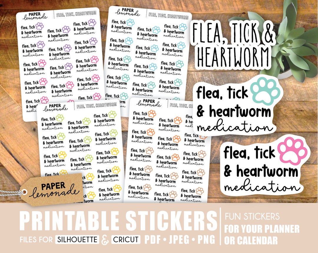 Flea Tick Heartworm Medication Dog Care Printable Stickers PR_485 - Etsy