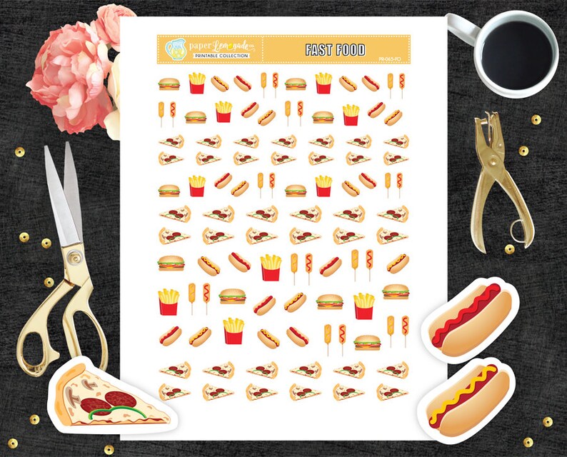 Printable Stickers Fast Food Stickers Printable Hamburger - Etsy