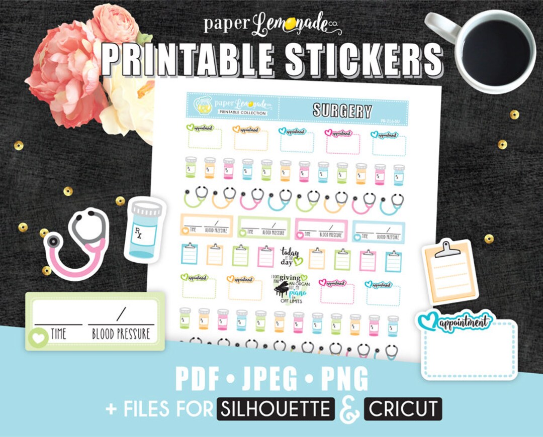 Printable Stickers Surgery Stickers Medication Printable Stickers ...