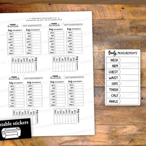 Body Measurements PRINTABLE Stickers for Your Planner or Notebook - Etsy