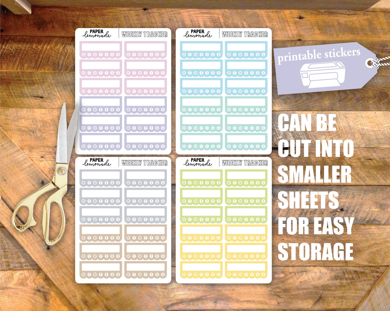 Weekly Tracker PRINTABLE Stickers for Your Planner in Pastel - Etsy