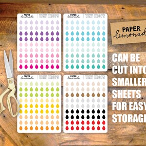 Tiny Teardrop Printable Stickers in 21 Colours Small Drop Stickers for ...