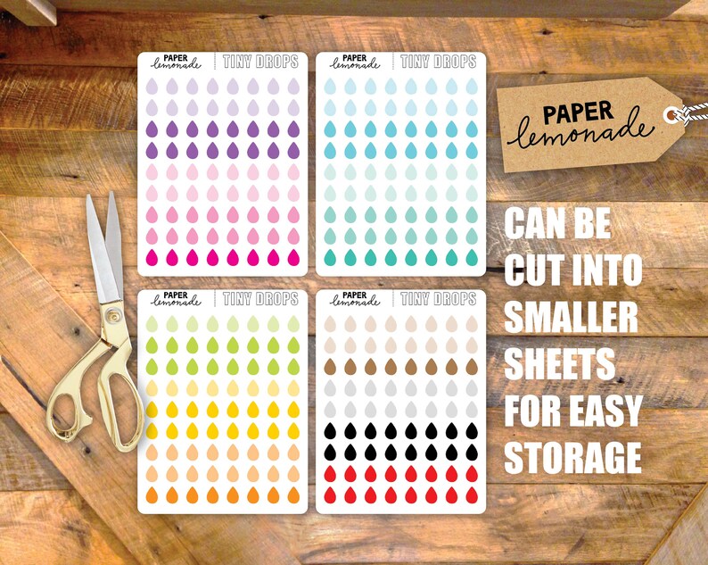 Tiny Teardrop Printable Stickers in 21 Colours Small Drop Stickers for ...