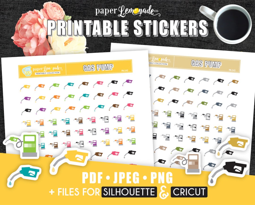 Printable Gas Pump Planner Stickers to Mark Needing to Get Gas in Your ...