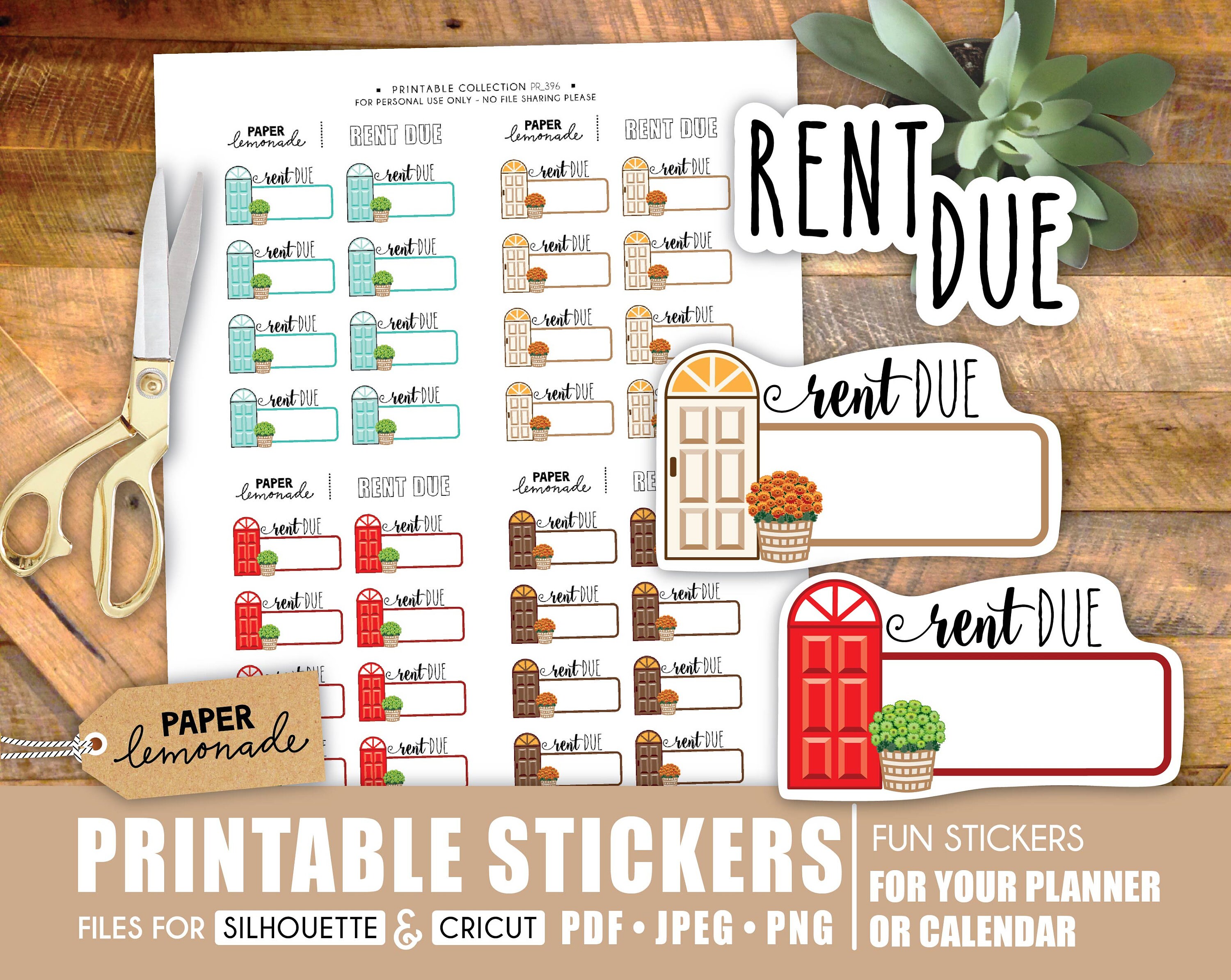 Printable Rent Due Stickers for Your Planner Rent Reminders - Etsy