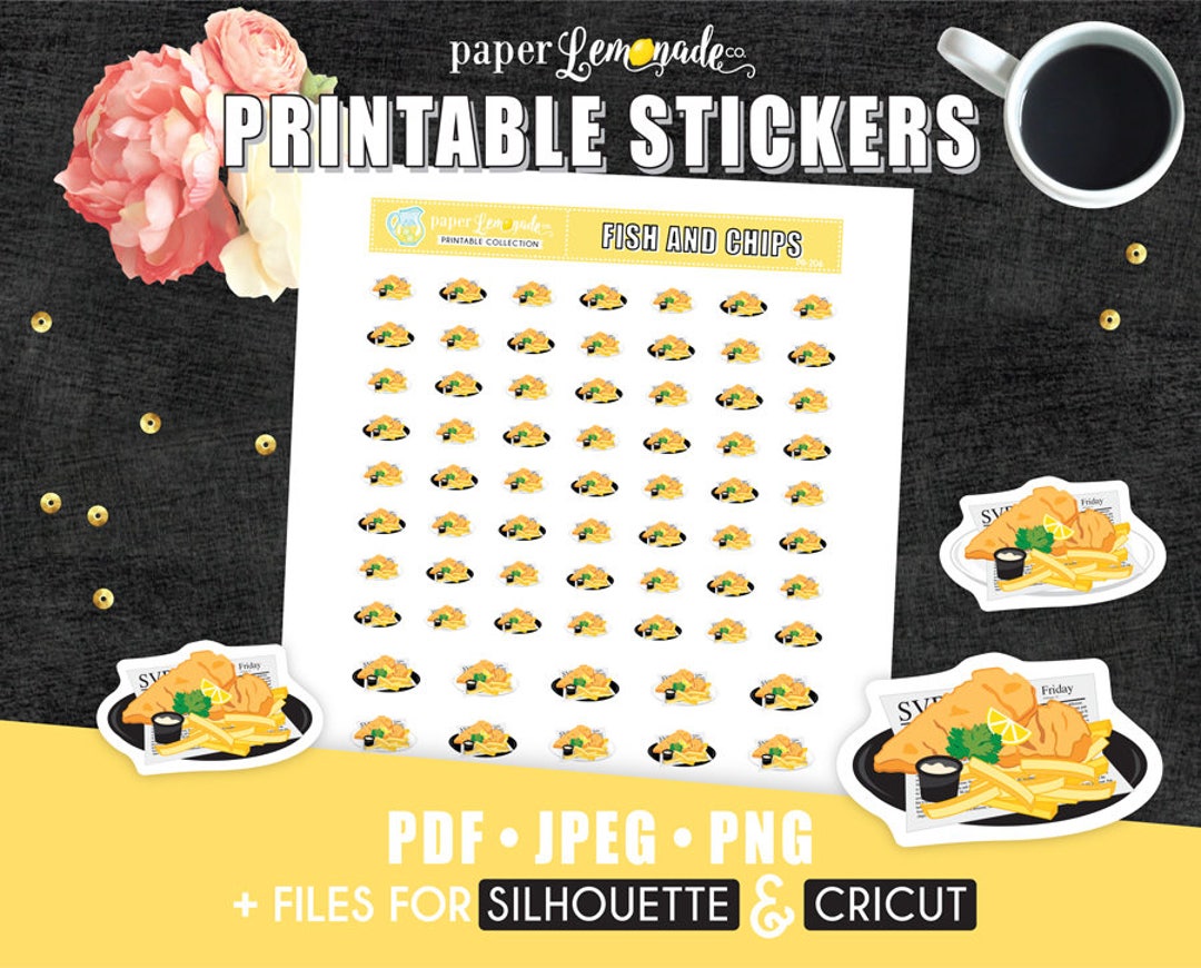 Printable Stickers Fish and Chips Stickers Pub Food Printable Stickers ...