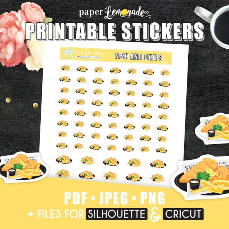 Fish and Chip Stickers - Etsy UK