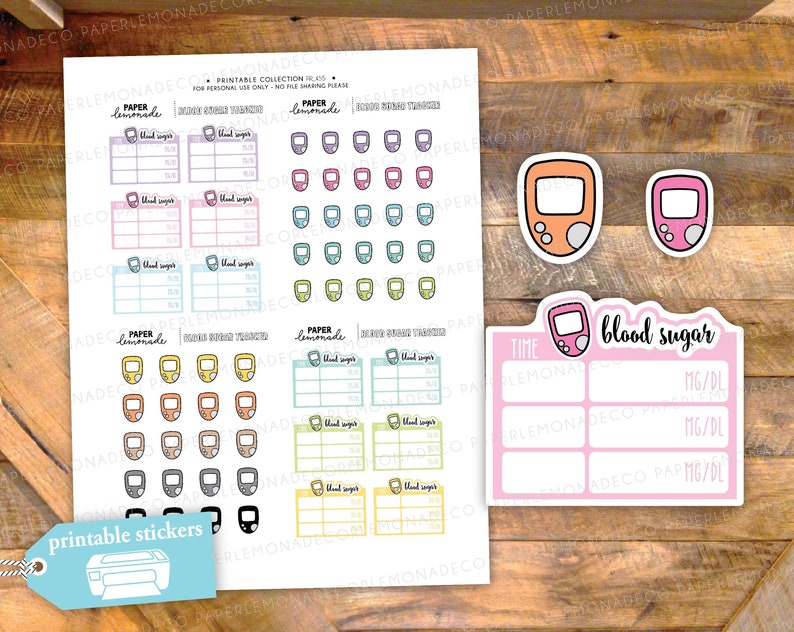 Blood Sugar Glucose Tracker Printable Stickers Diabetes Monitor - Etsy