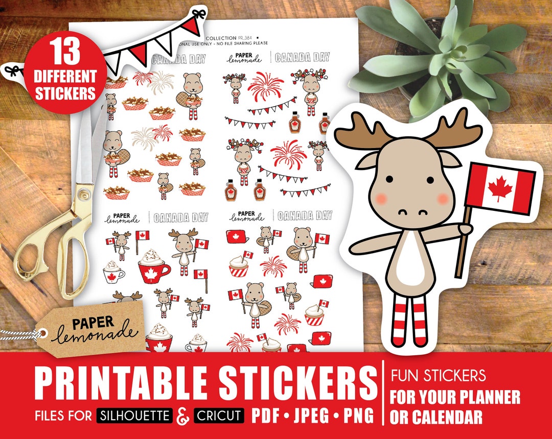 Canada Day Printable Stickers Canada Day Celebrations Stickers for Your ...