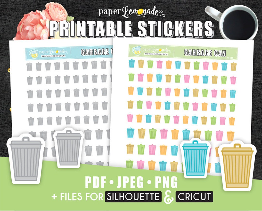 Printable Stickers Garbage Can Stickers Trash Can Printable Garbage Day ...