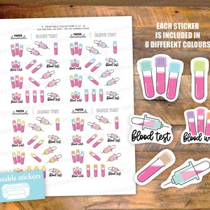 Blood Test PRINTABLE Stickers Blood Work Reminders Medical Appointment ...