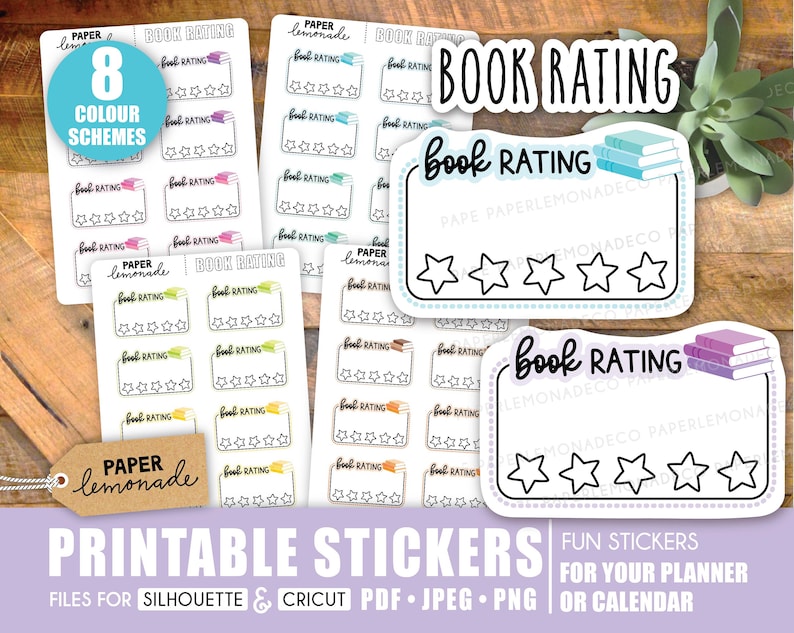 Book Rating Printable Stickers PR_475 - Etsy
