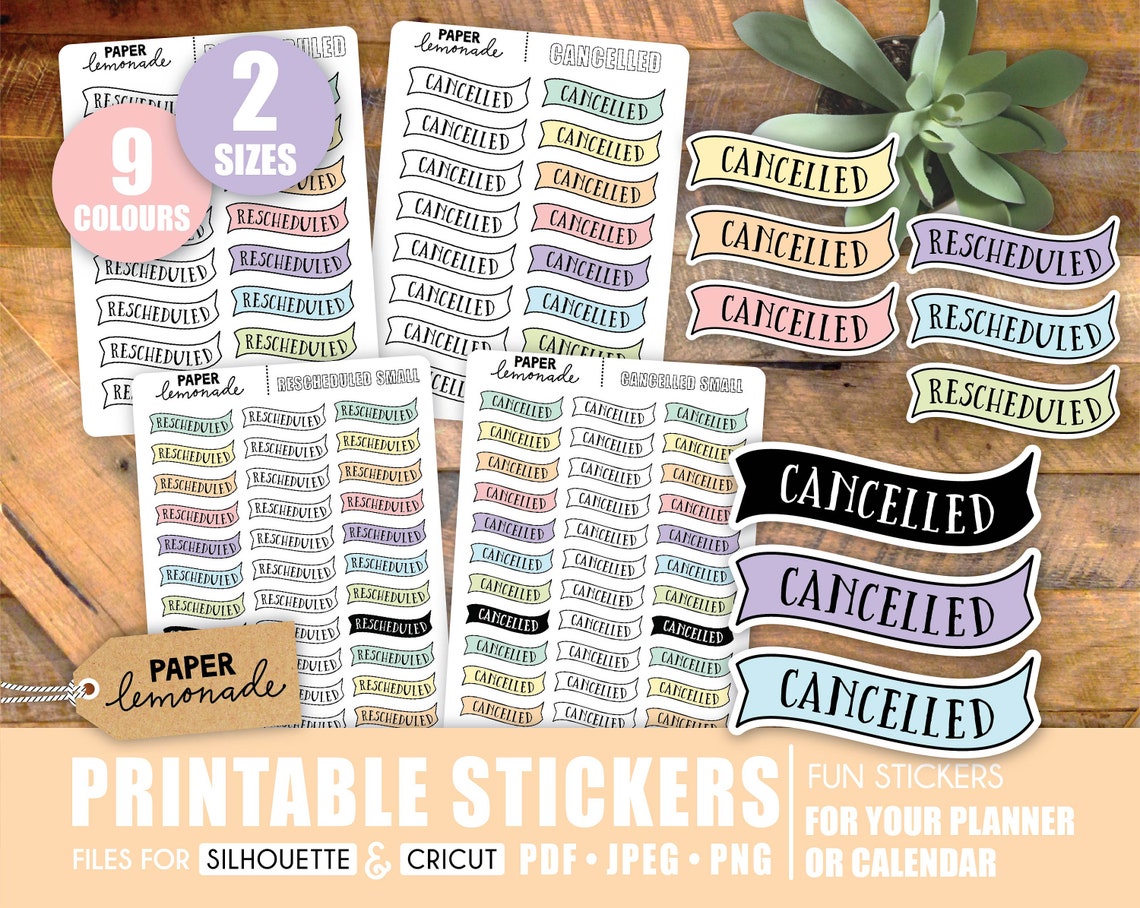 Printable Cancelled Rescheduled Banner Stickers for Your - Etsy