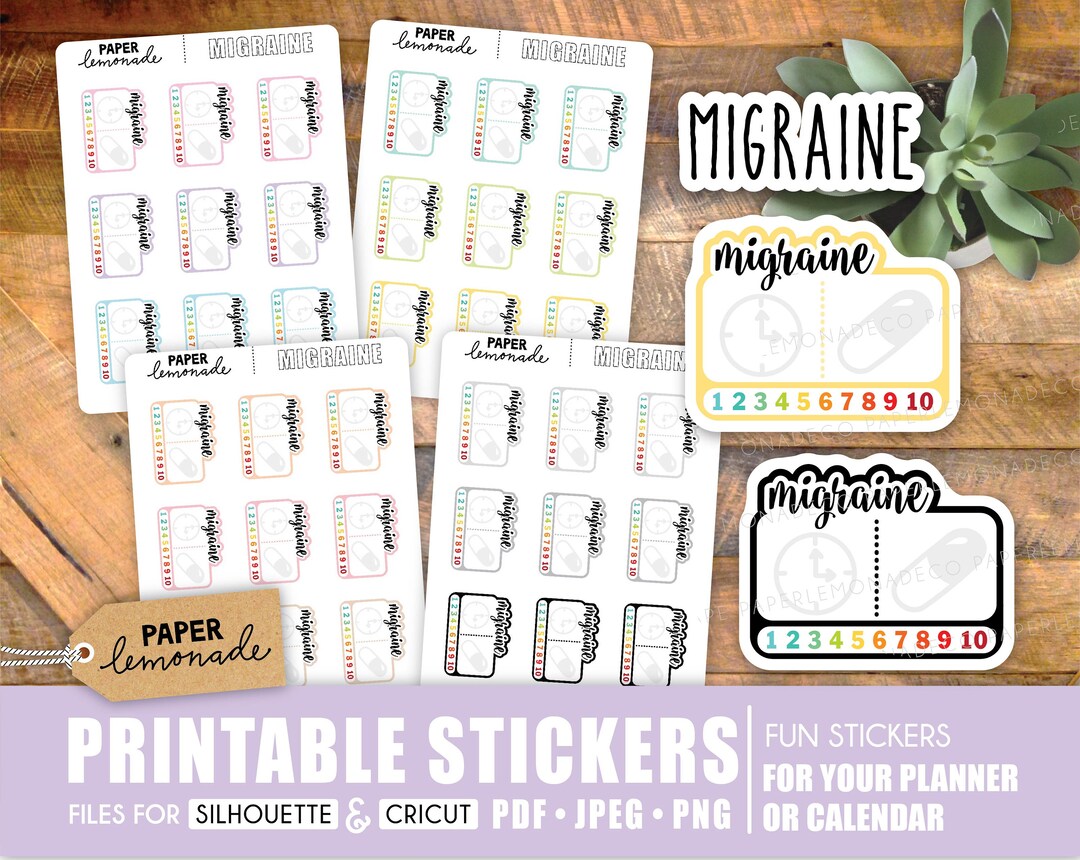 Printable Stickers Migraine Stickers Migraine Trackers Printable ...