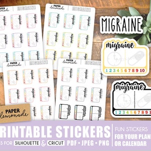 Printable Stickers Migraine Stickers Migraine Trackers Printable ...