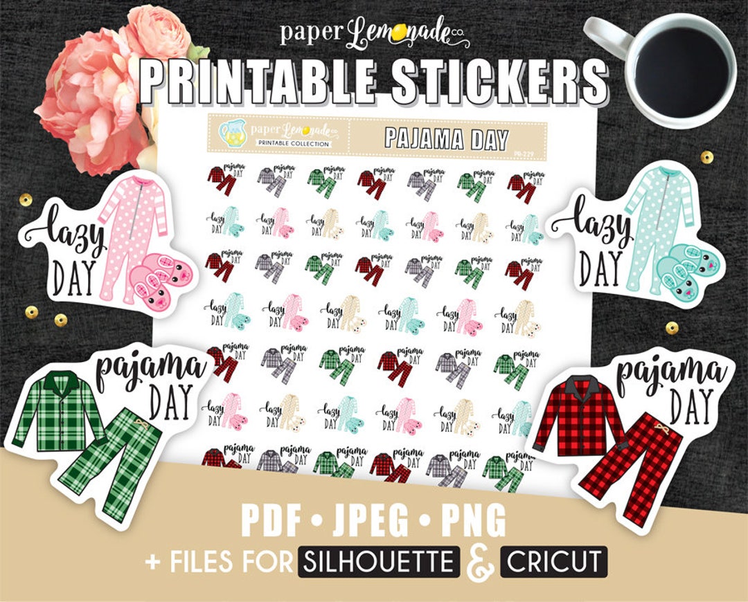 Printable Stickers Pajama Stickers Pyjama Day Stickers Pyjama Stickers ...
