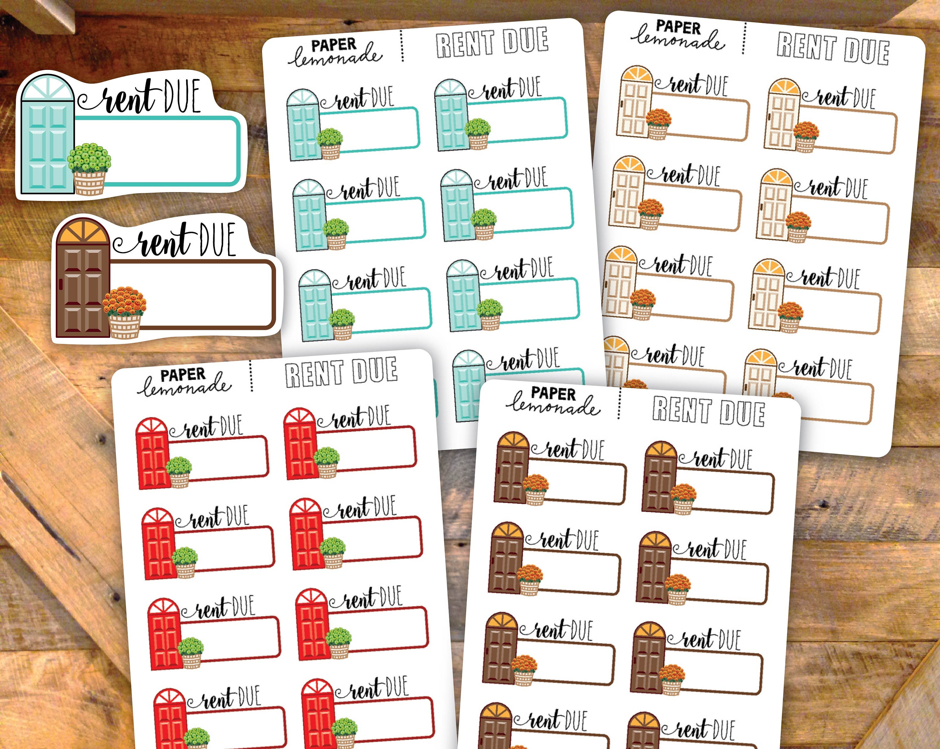 Printable Rent Due Stickers for Your Planner Rent Reminders - Etsy