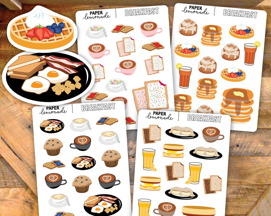 Printable Breakfast Planner Stickers Classic Brunch Stickers - Etsy
