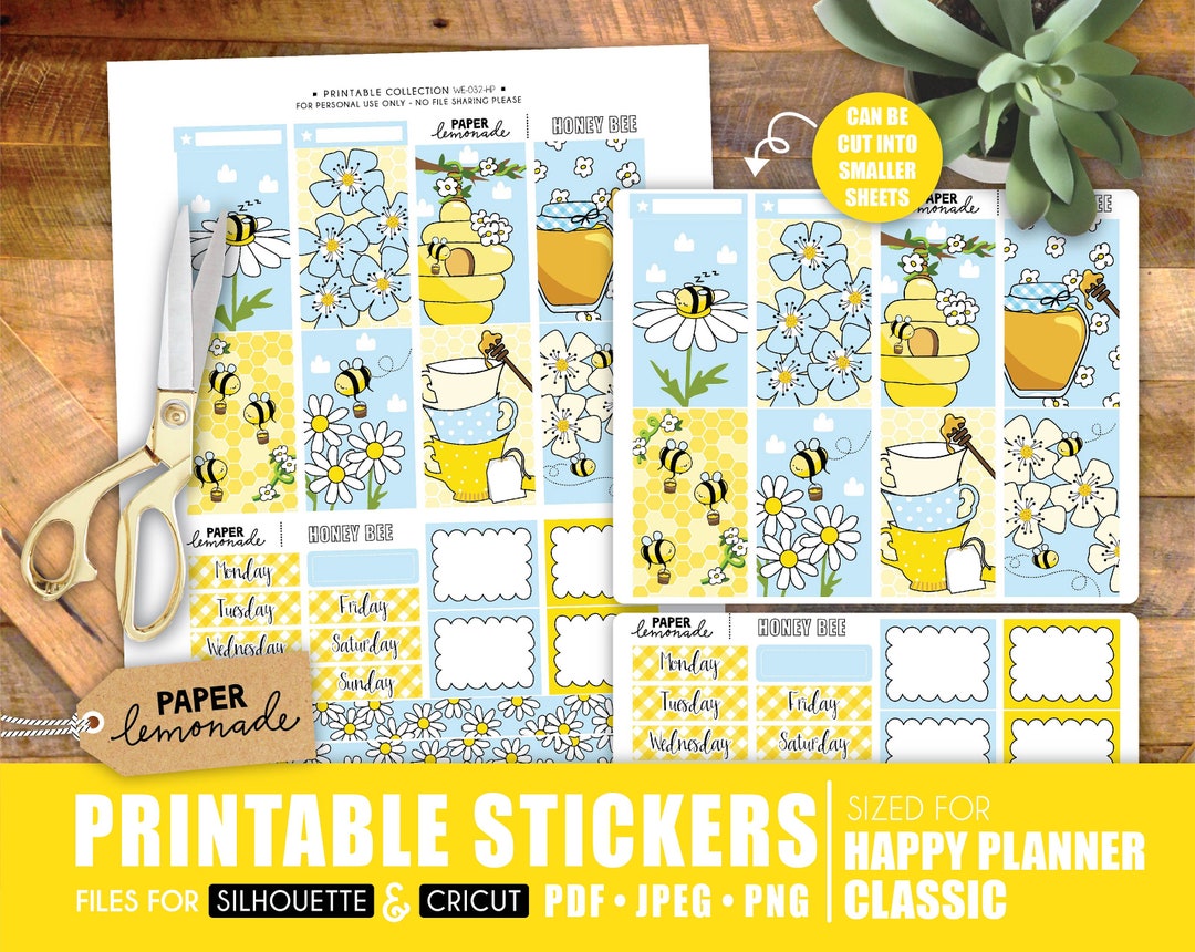 Honey Bee Printable Stickers for Your HP Classic Planner - Etsy