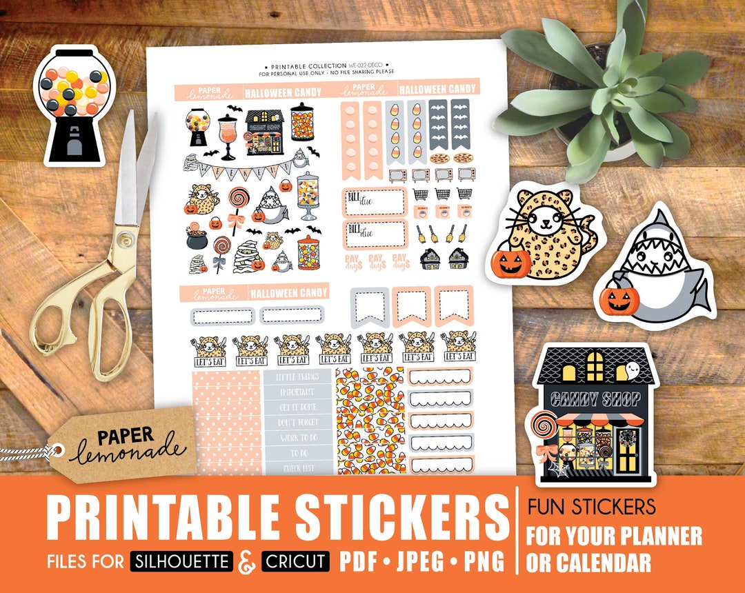 Halloween Candy Shop Printable Weekly Sticker Kit Trick or Treat ...